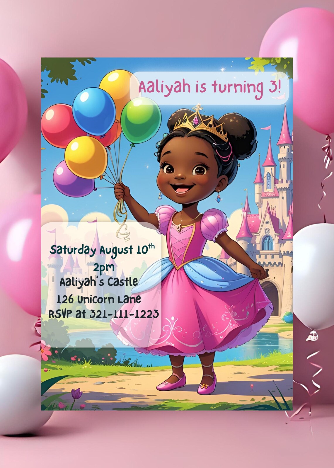 Princess Birthday Invitation | Editable Canva Template | Party Digital ...
