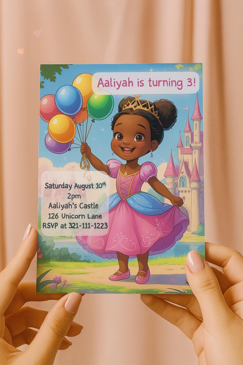 Princess Birthday Invitation | Editable Canva Template | Party Digital ...