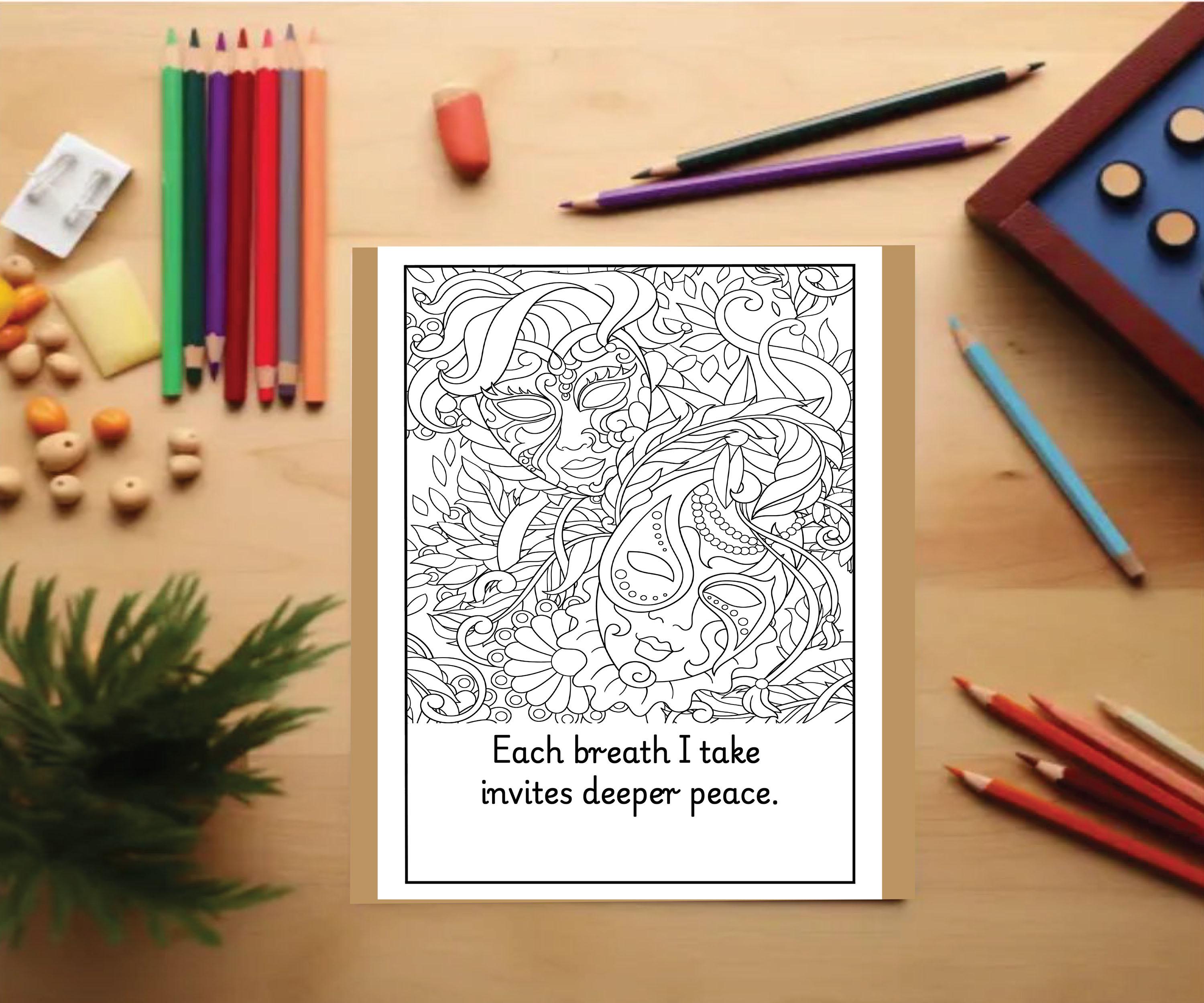Meditate and Manifest Coloring Pages | Printable Affirmation Coloring ...