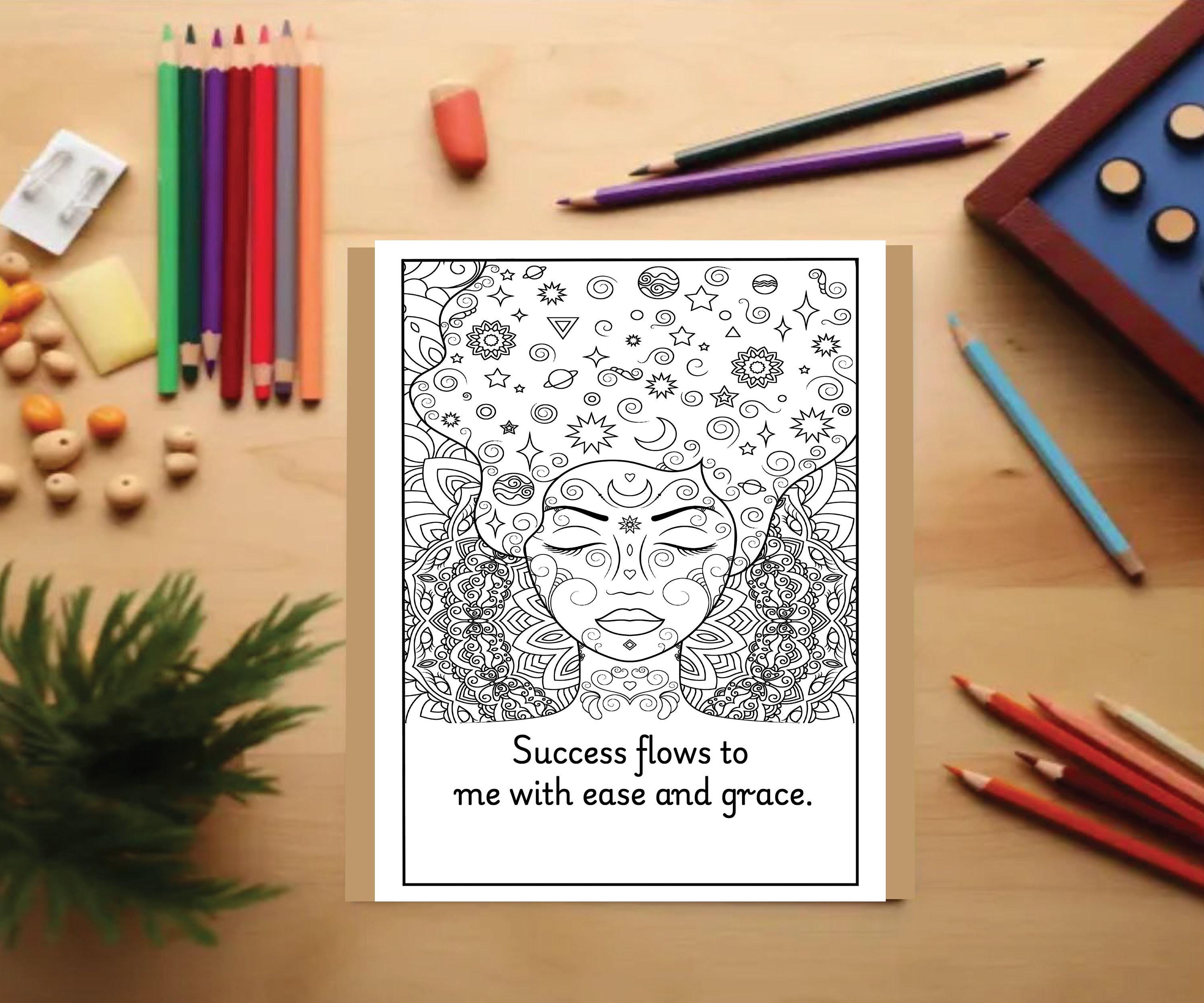 Meditate and Manifest Coloring Pages | Printable Affirmation Coloring ...