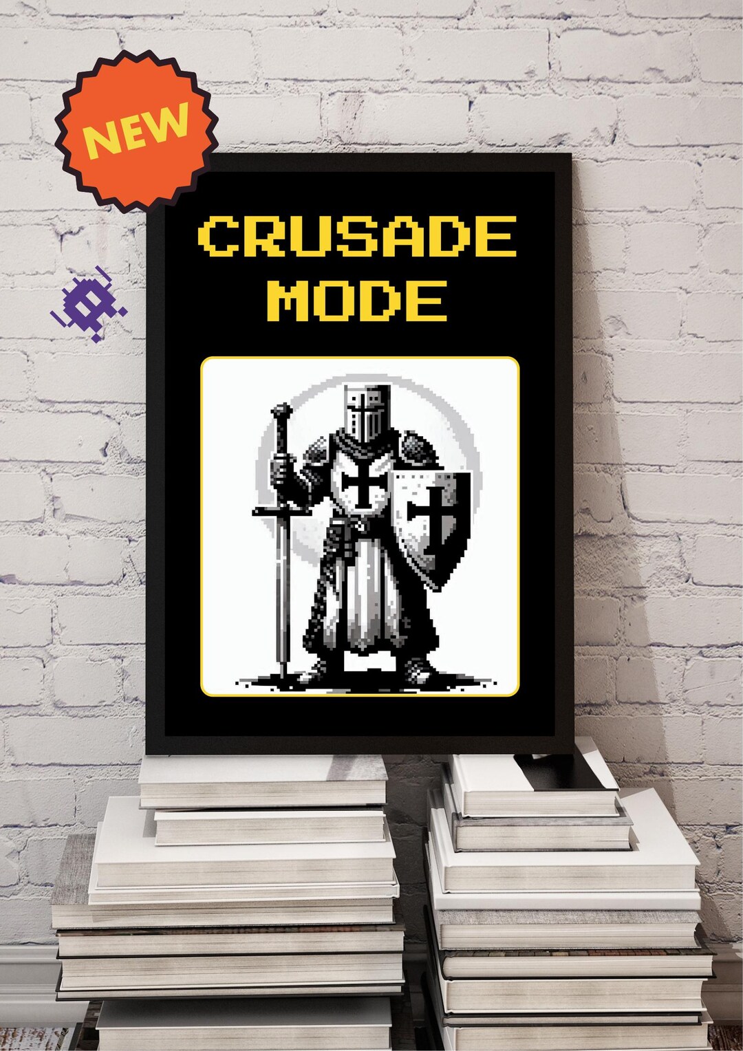 Crusade Wall Art GOLD - Pixel Art Design, Medieval Decor, Gaming Room ...