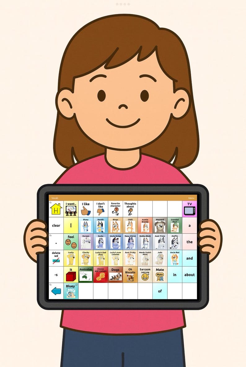 Bluey - Touchchat 60 Grid AAC Template | Speech Device Page | Digital ...