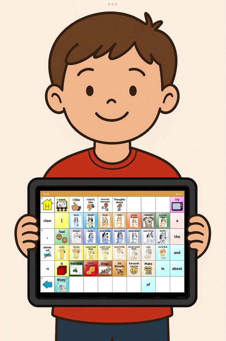 Bluey - Touchchat 60 Grid AAC Template | Speech Device Page | Digital ...