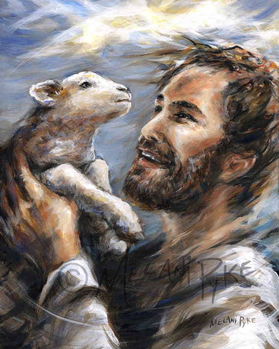 Jesus Lifting Lost Lamb Painting or Print Inspirational - Etsy
