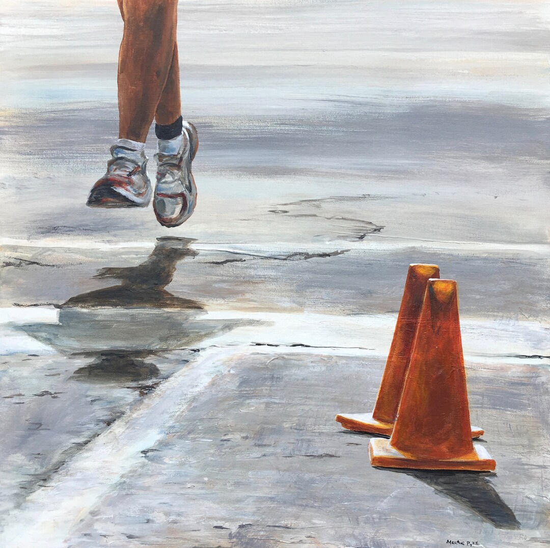 Road Runner Large Original Acrylic Painting of Long Distance Marathon ...