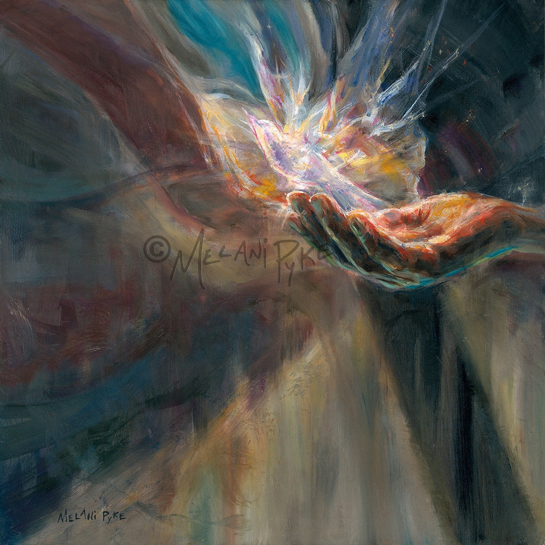 Bird of Light From Outstretched Hand - Abstract Original Oil Painting ...
