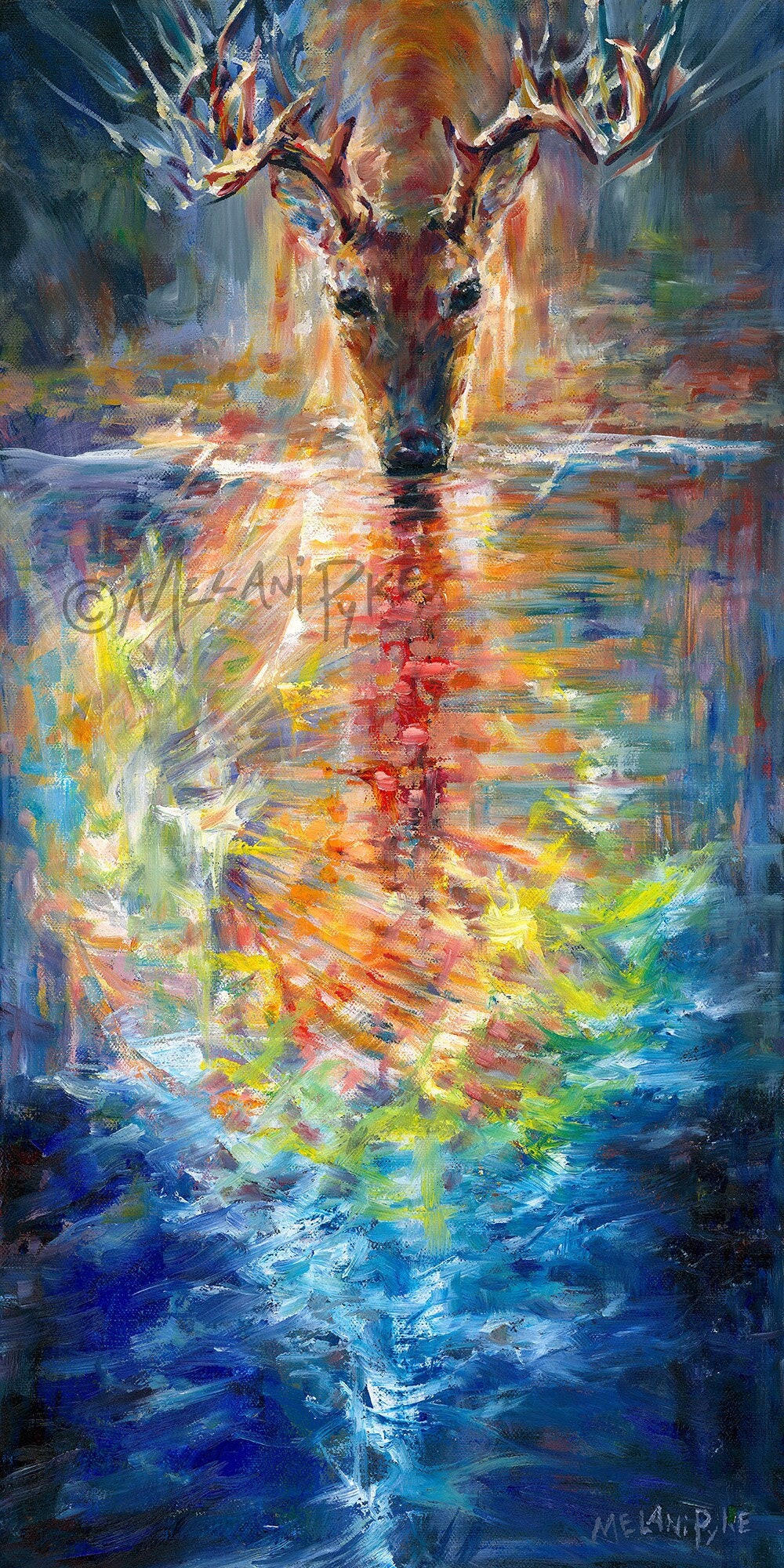 Deer to Water - Modern Animal Art - Original Oil Painting or Print ...
