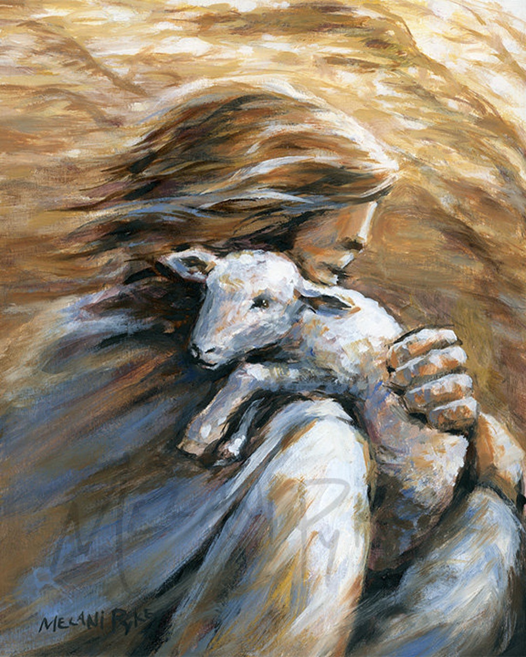 Jesus as Shepherd Holding Lamb Over Shoulder Art Print, Christian ... Jesus as Shepherd Holding Lamb Over Shoulder Art Print, Christian ...