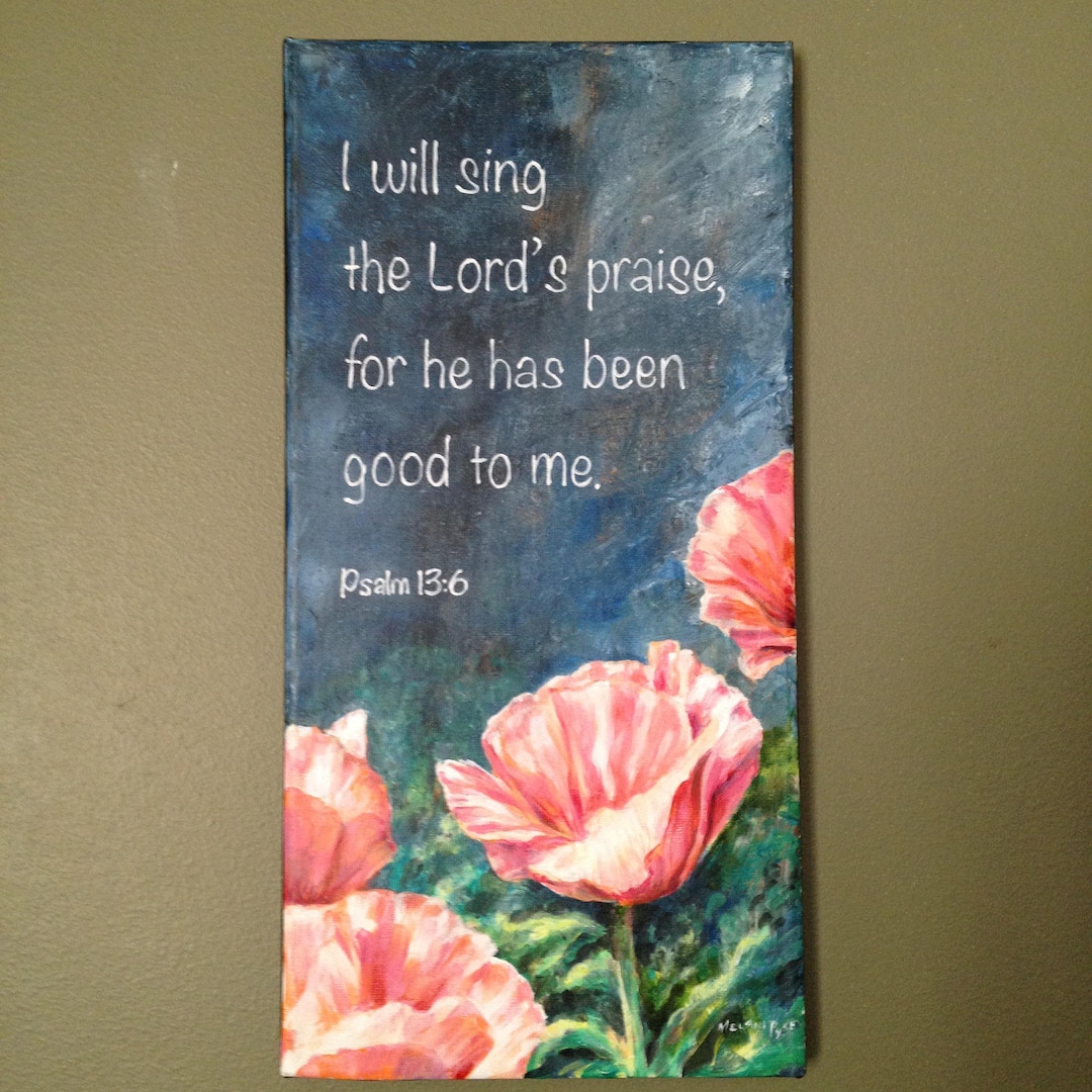 Original Painting of Poppy Flowers With Bible Verse, Acrylic on Canvas ...