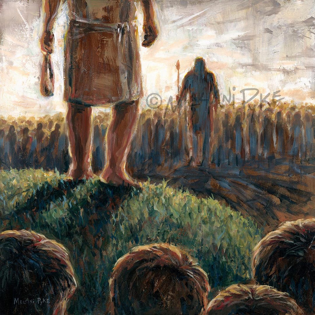 David and Goliath - Original Art Acrylic Painting OR Print on Paper or ...