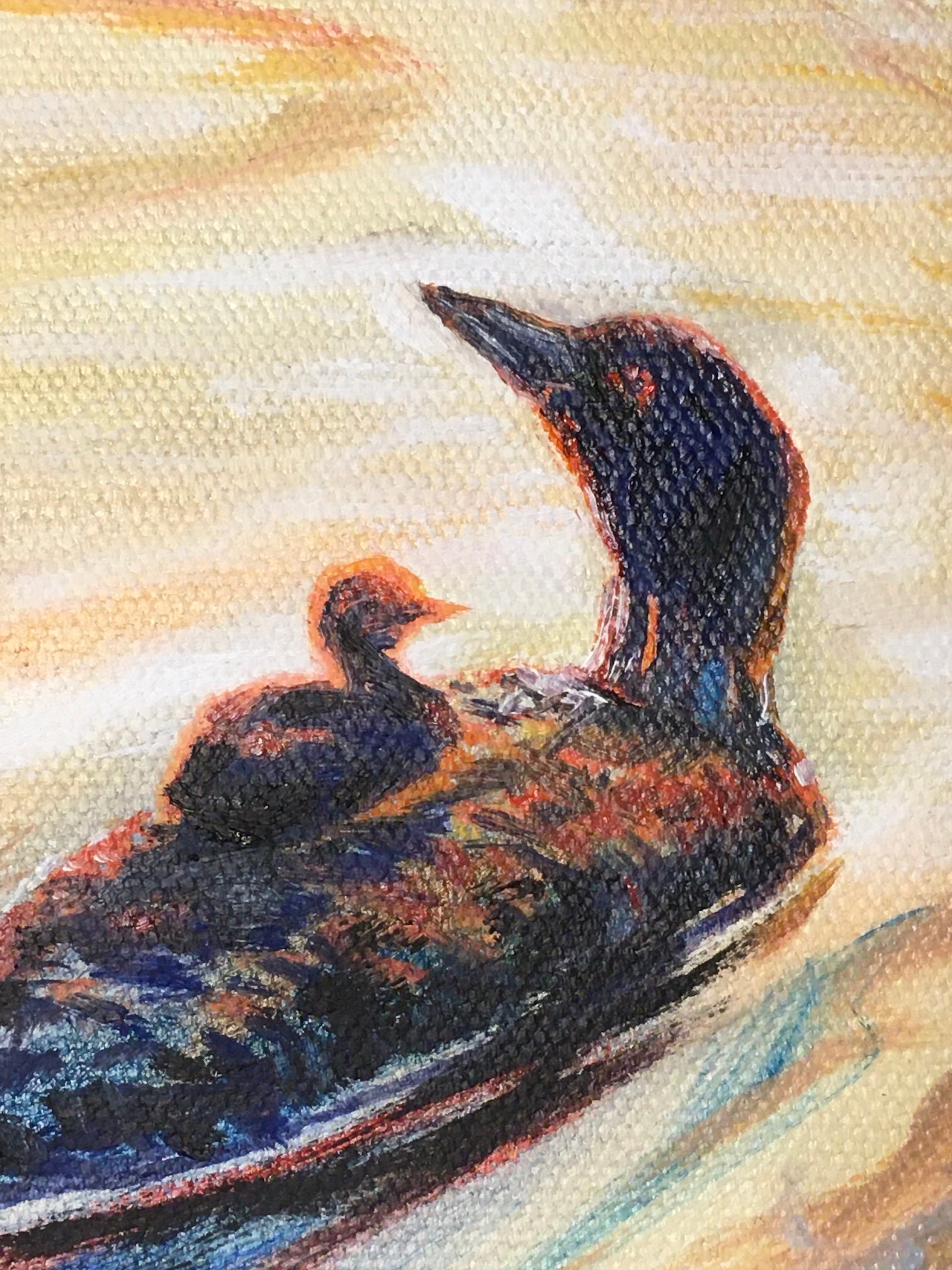 Loon Sunset Original Oil Painting or Print of Northern Lake Bird ...