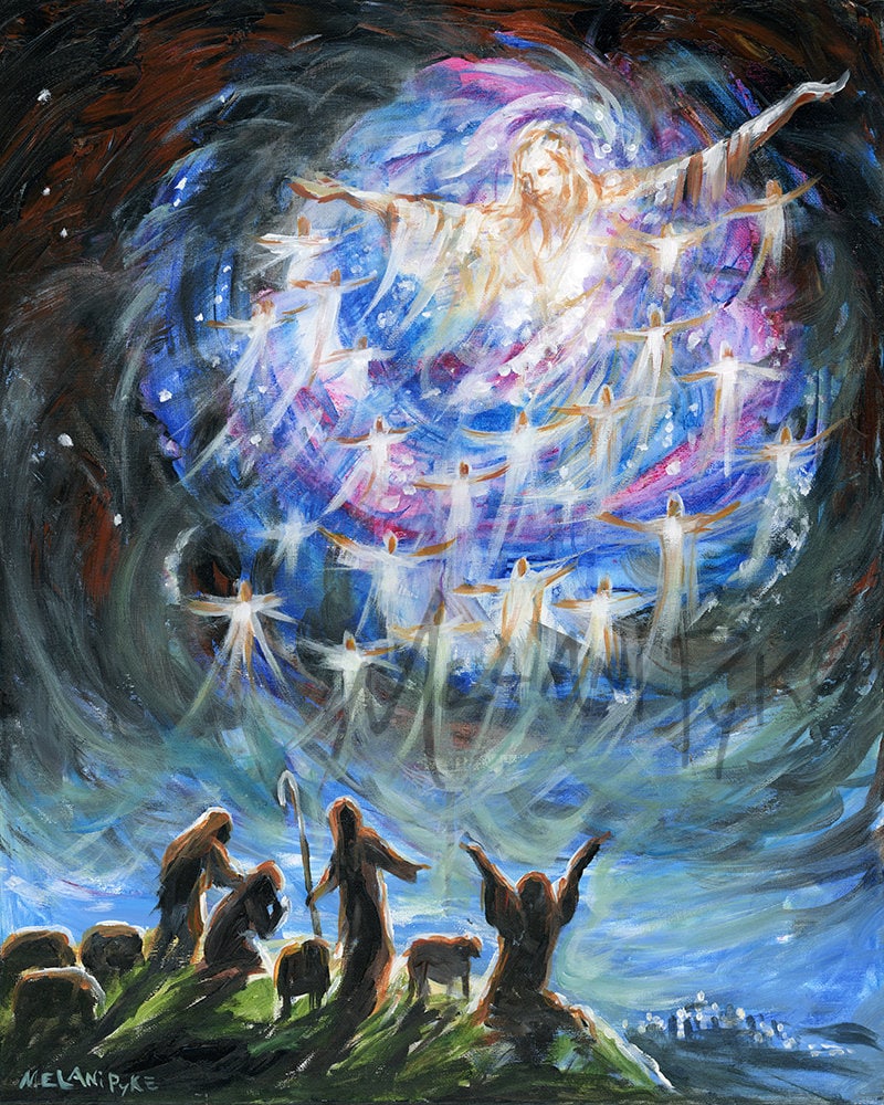 Good News of Great Joy Art Print of Choir of Angels and Shepherds ...