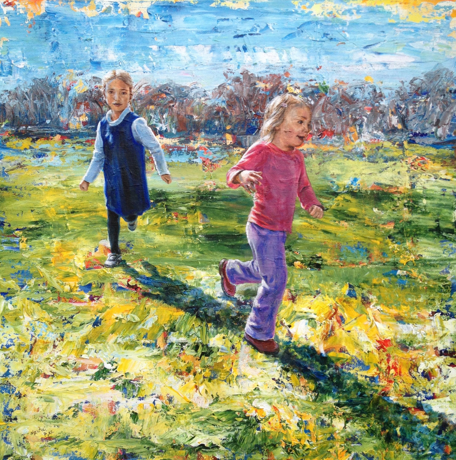 Girl Running Painting