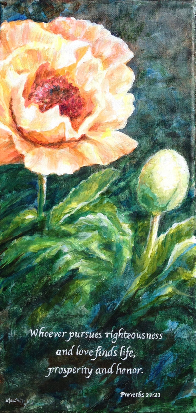 Original Painting Poppy Flower With Bible Verse Proverbs 21 - Etsy