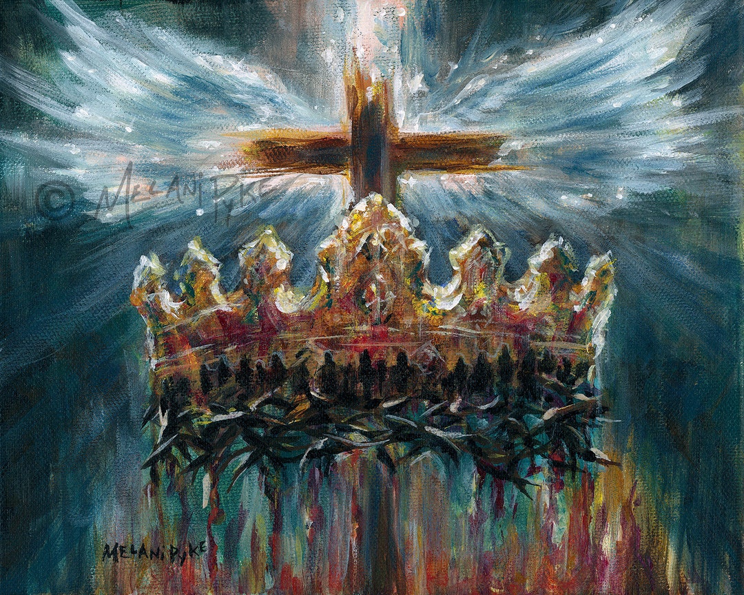 Crown of Life Print on Paper or Canvas; Cross & Dove With King's Crown ...