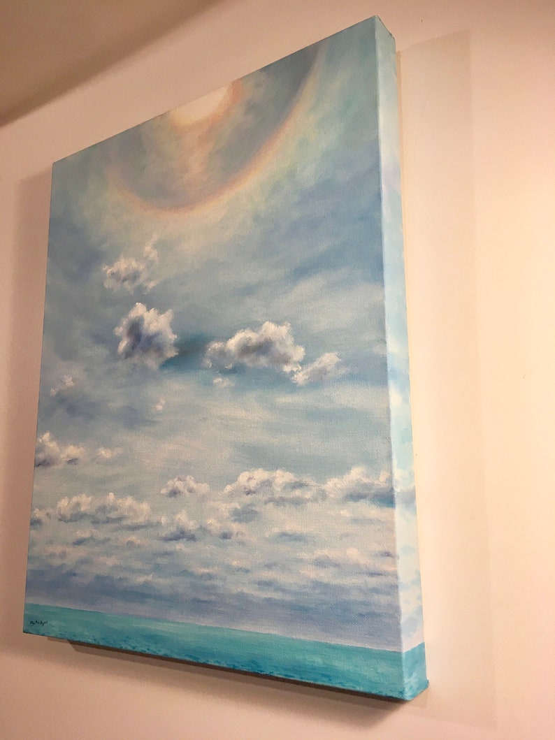 Sun Halo Oil Painting on Canvas Original Art Blue Sky With - Etsy