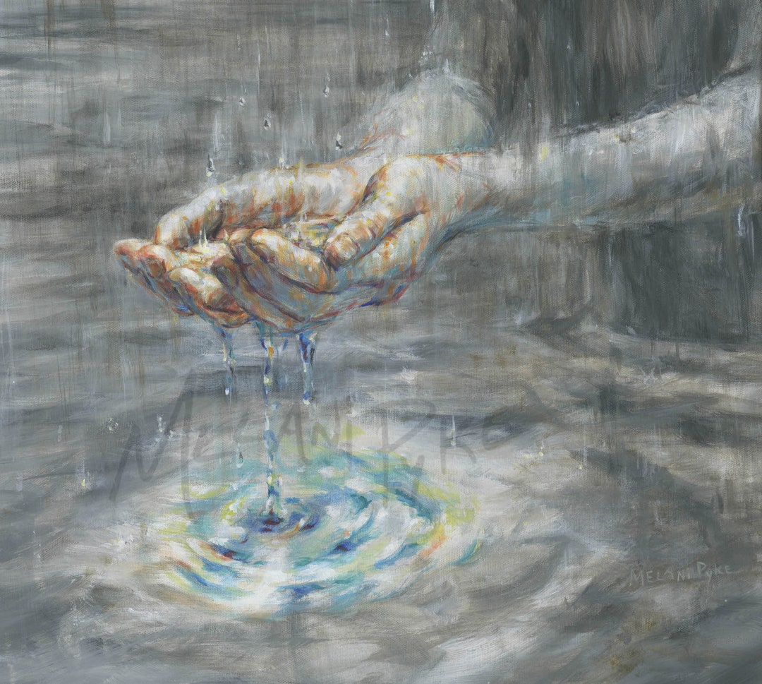Catching Light Original Painting or Print, Cupped Hands Dripping ...