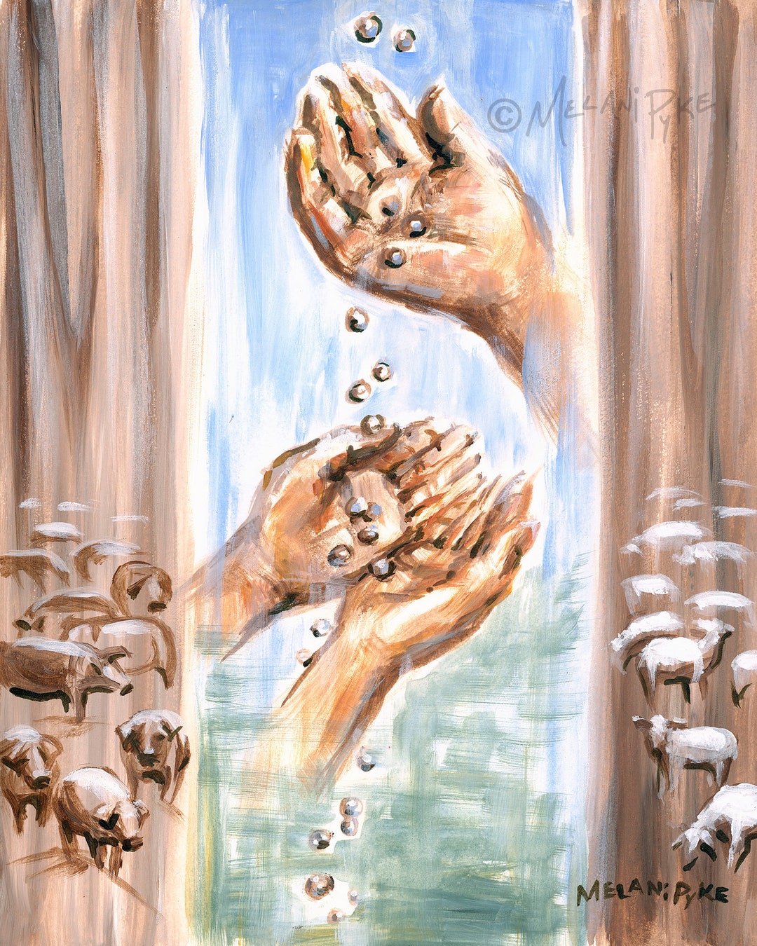 Forgive - 8x10" Original Acrylic Painting of Hands Pouring Pearls ...