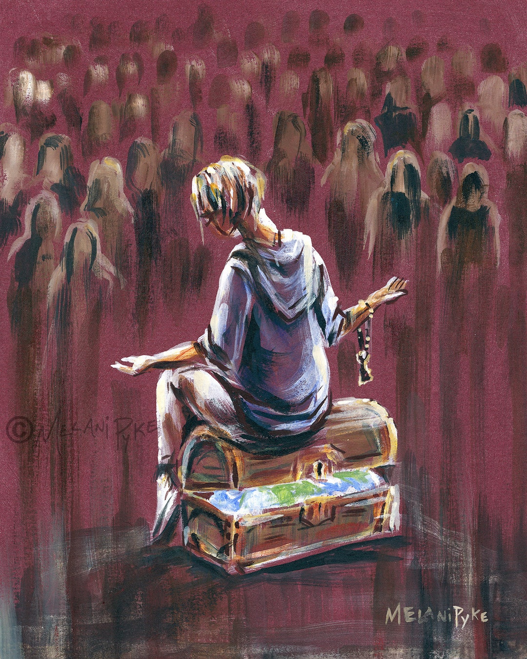Inheritance of the Meek - Art Print of Figure Seated on Treasure Chest ...
