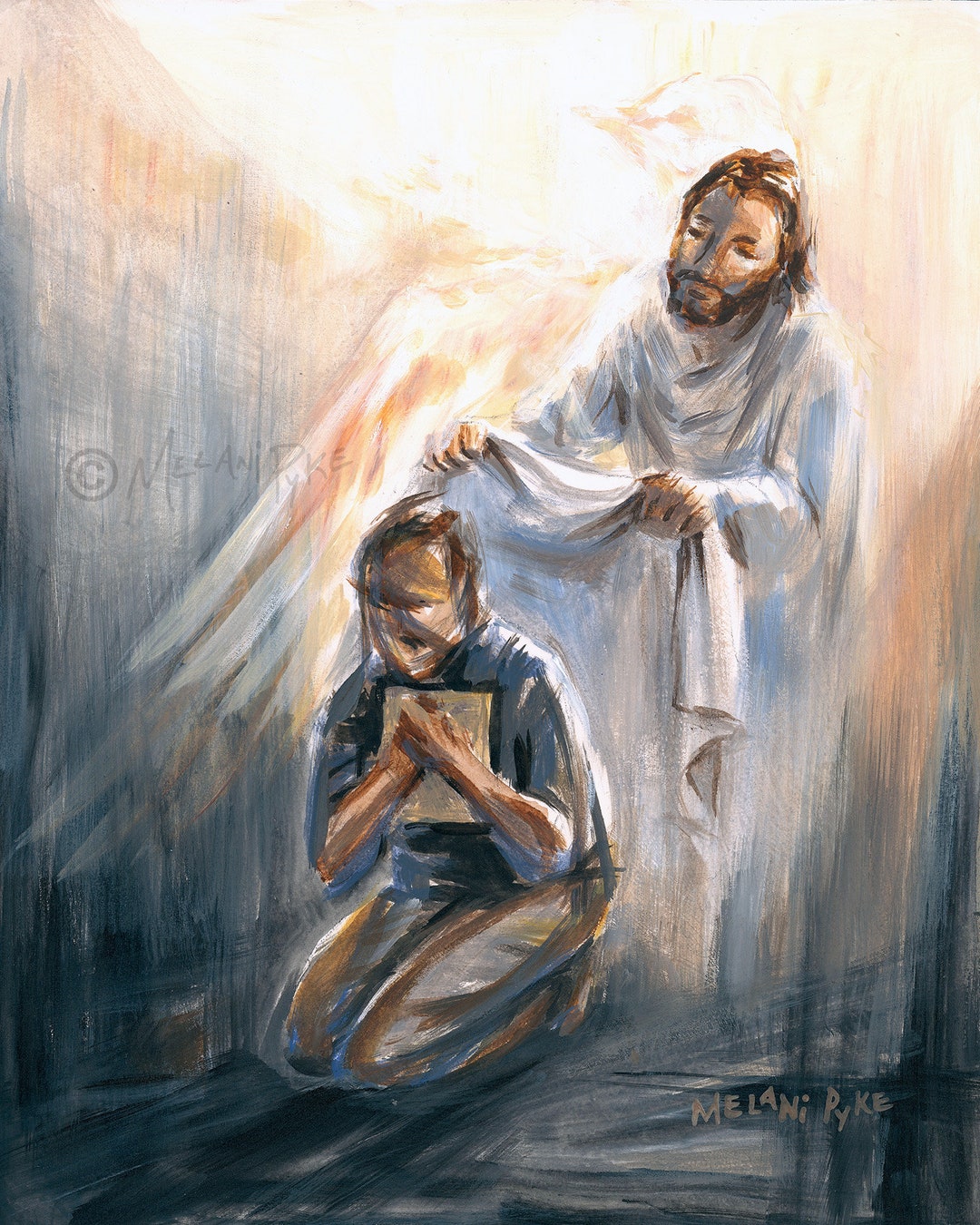 Mourning and Comfort - Art Print of Jesus Christ With Dove - Grief ...