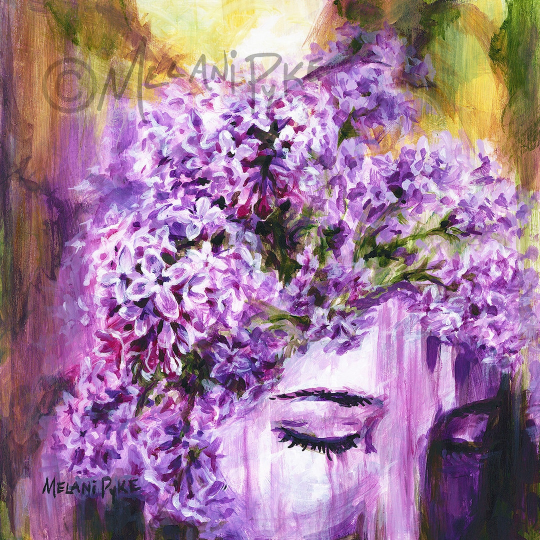 Lilacs Abstract Portrait - Art Print or Original Acrylic Painting ...