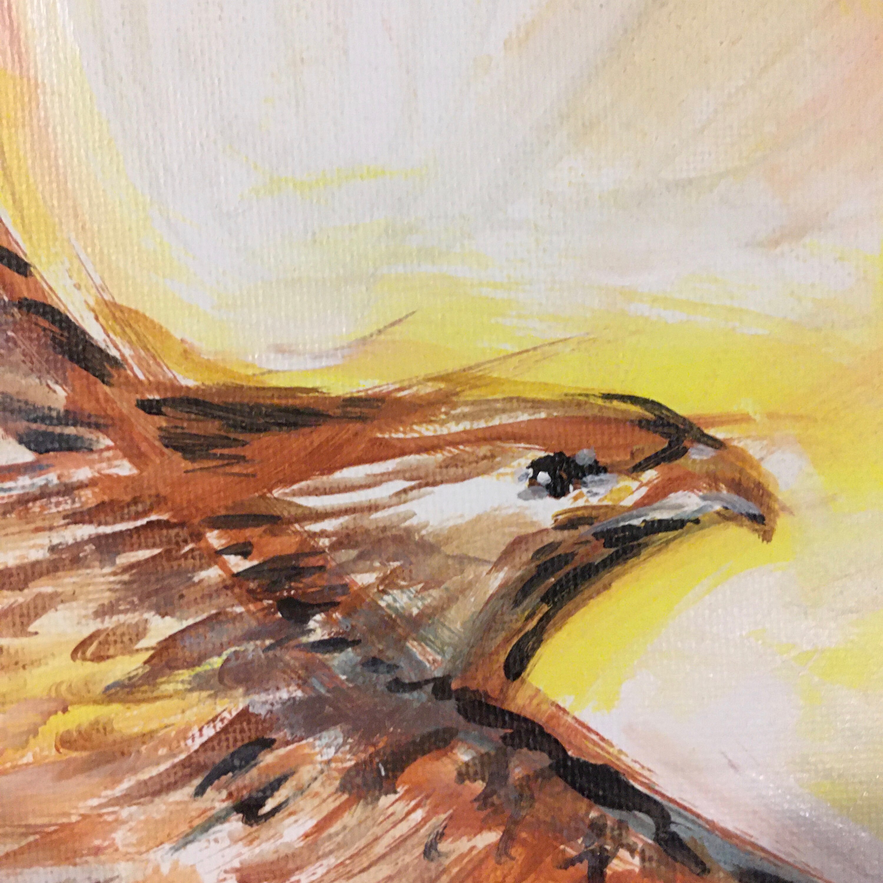 Hawk Painting, Phoenix Rising Over Desert, Sun & Rain, Inspirational ...