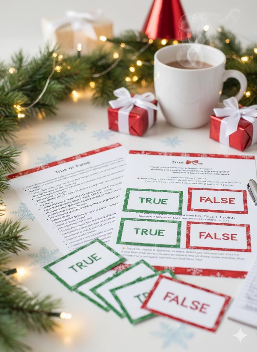 Christmas True or False Printable Christmas Games: Personal Facts ...