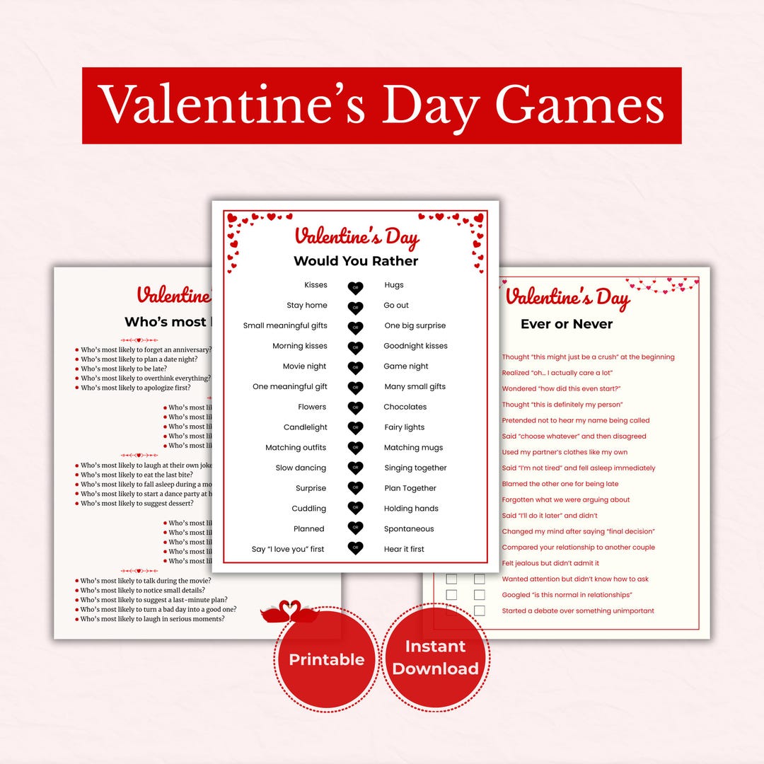 Valentine's Day Couples Game Bundle, Romantic Party Games (PDF Download ...