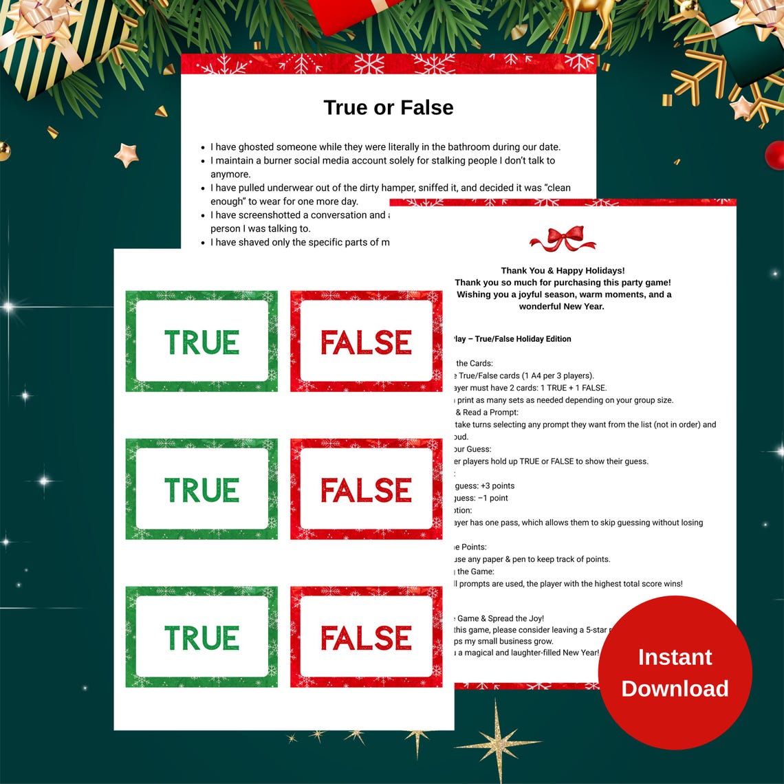 Christmas True or False Printable Christmas Games: Personal Facts ...