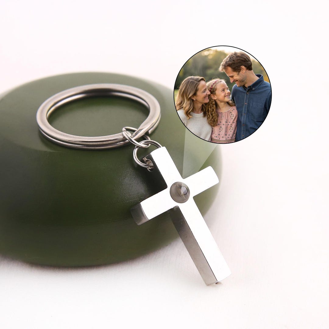 Bible Verse Cross Photo Projection Keychain • Custom Hidden Picture ...