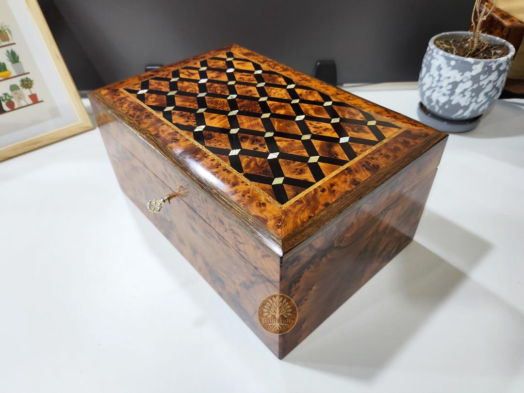 Luxury Handmade Wooden Jewelry Box 8x12
