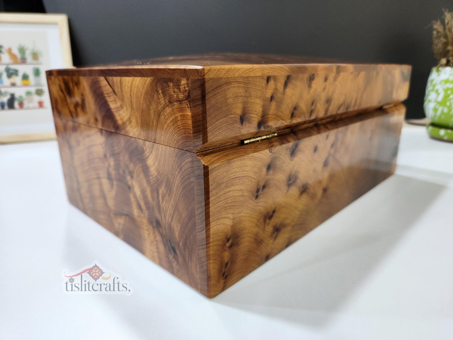 Large HANDMADE Solid Thuya Burl JEWELRY BOX, Handmade Gift, 7x11 ...