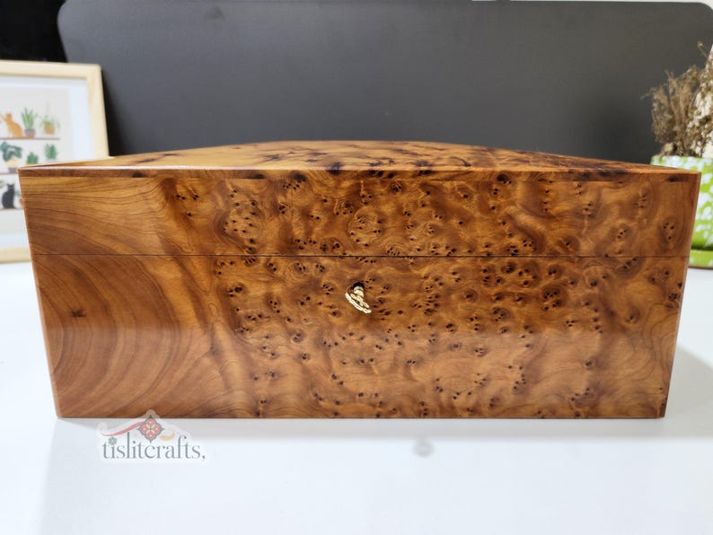 Large HANDMADE Solid Thuya Burl JEWELRY BOX, Handmade Gift, 7x11 ...
