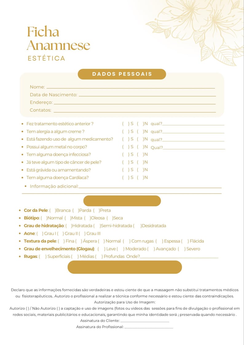 Anamnesis and Aesthetic Treatment Form | Editable Professional Template ...