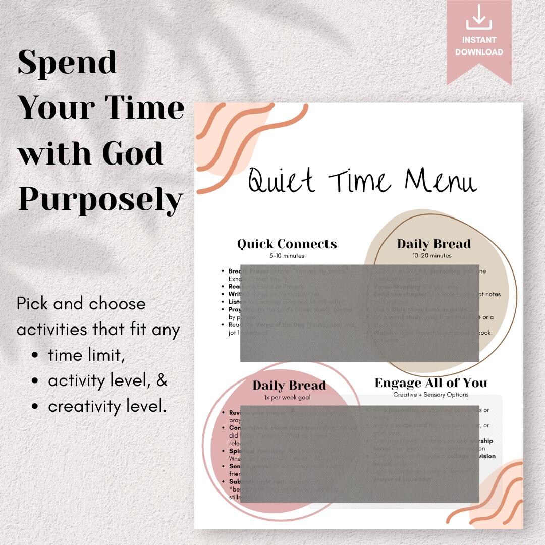 Bible Quiet Time Menu Choice Board Ideas - Etsy