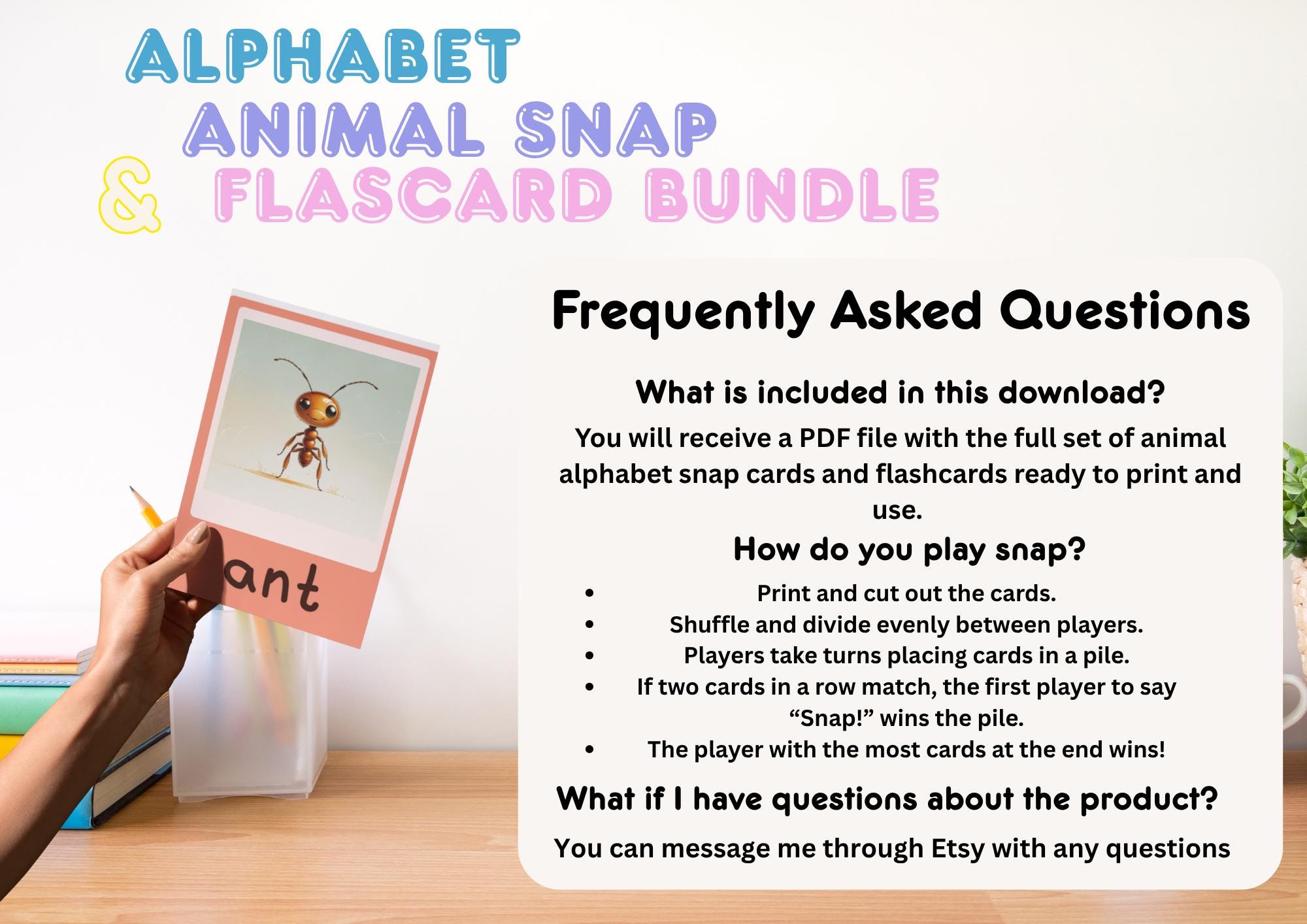 Alphabet Animal Flashcards & Snap Game Bundle | A–Z Letter Tracing ...