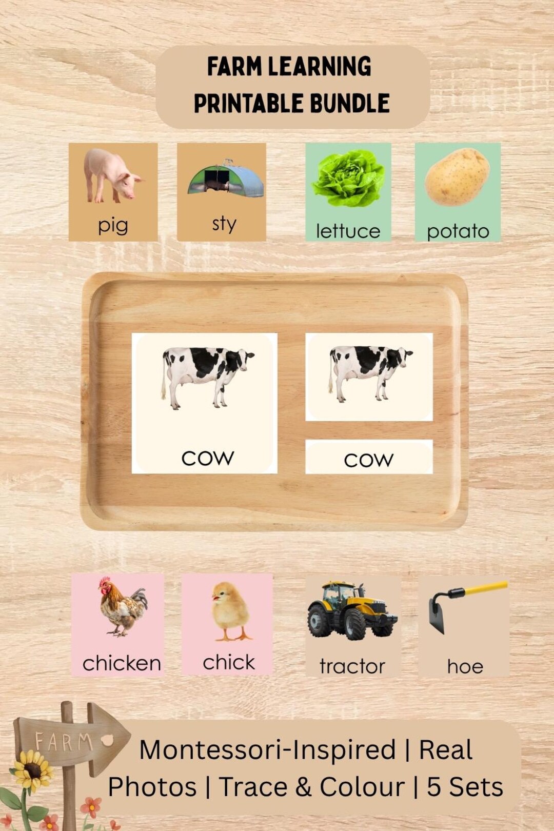 Farm Learning Printable Bundle | Montessori-inspired | 3-part, 3-in-1 ...