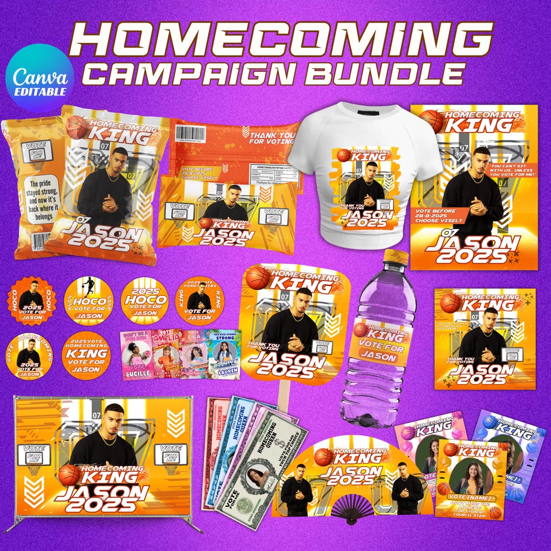 Vote Homecoming King Campagin Bundle, Basketball Homecoming Party Favor ...