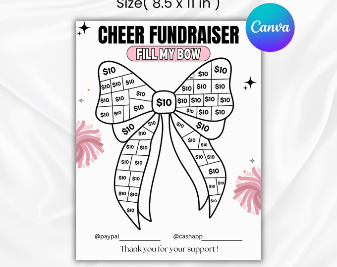 Fill My Bow Cheer Fundraiser Template, Pick a Date Donation, Editable ...