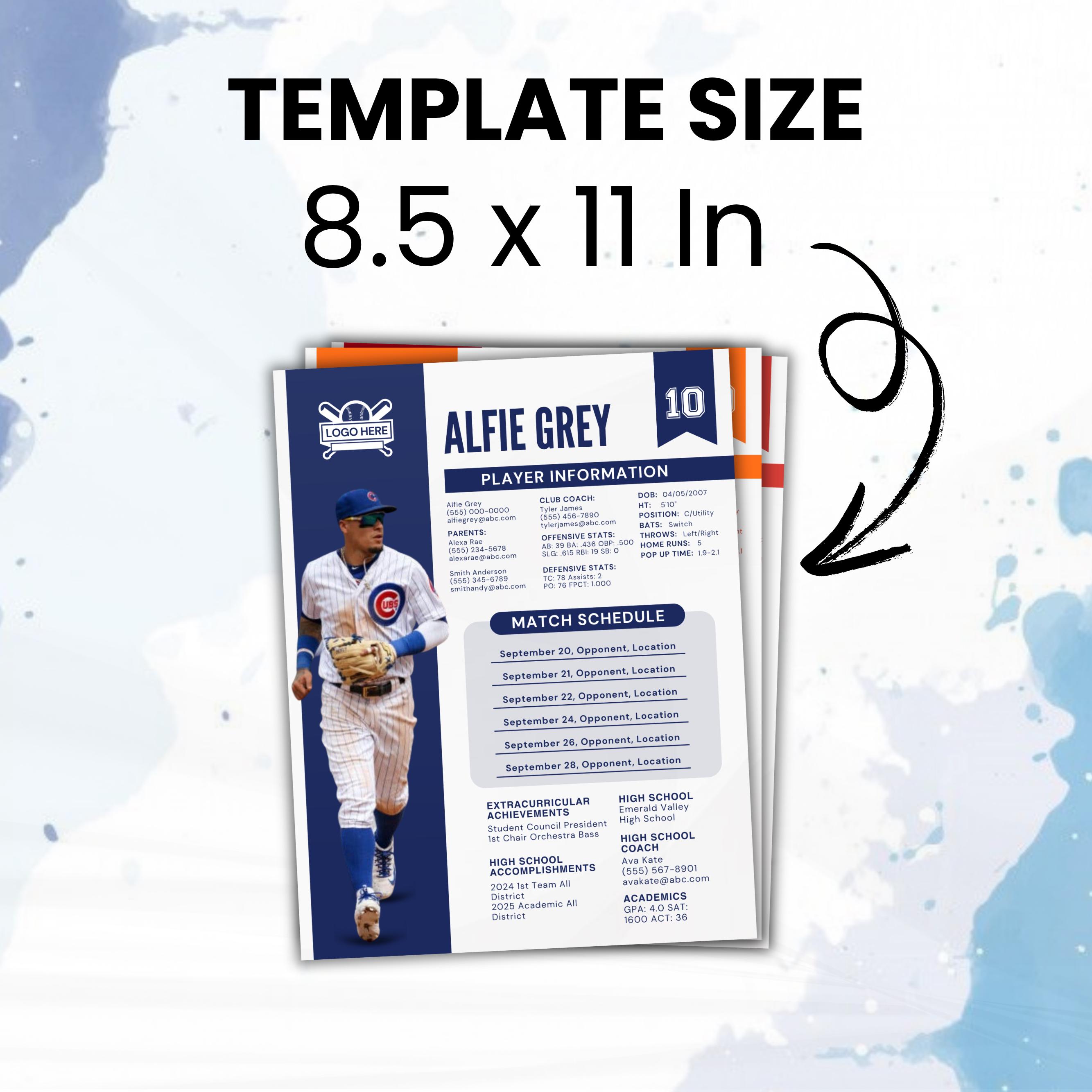 Sports Profile Sheet Template, Athlete Player Profile Sheet Resume ...