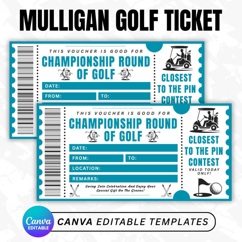 Editable Mulligan Ticket Template, Golf Mulligan Ticket, Printable ...