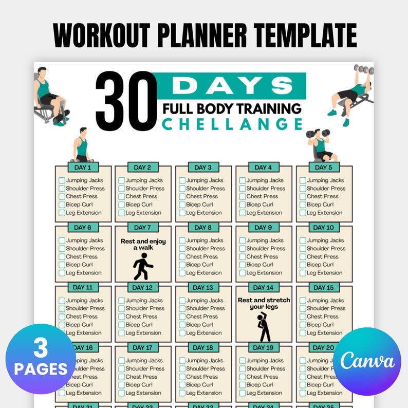 30 Day Full Body Workout Challenge, Full Body Workout Plan, Home ...