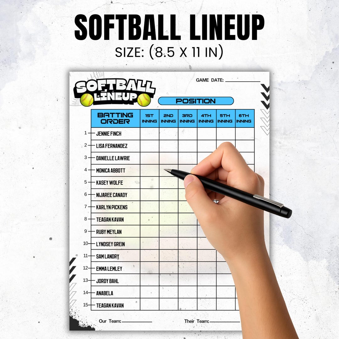 Softball Lineup Card, Softball Coach Roster, Softball Scoresheet ...