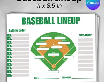 Editable Baseball Lineup,softball Lineup,baseball Chart Cards,baseball ...