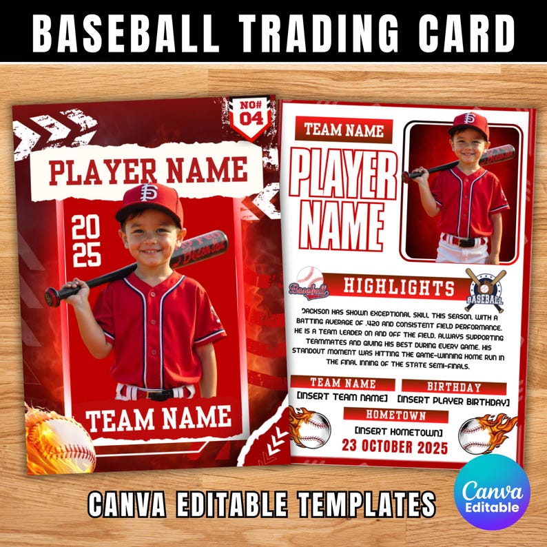 Baseball Card Canva Template, Editable Baseball Trading Card, Sports ...