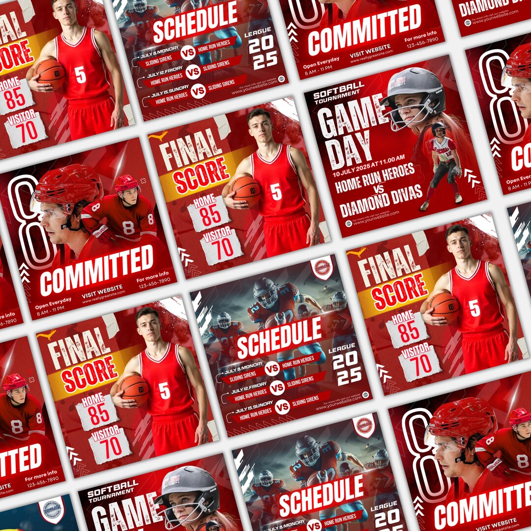 Canva Sports Social Media Templates, Softball Tournament Gameday ...