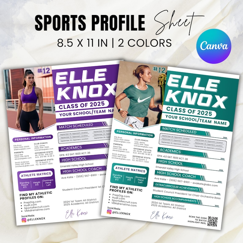 Sports Profile Sheet Template, Athlete Player Profile Sheet Resume ...