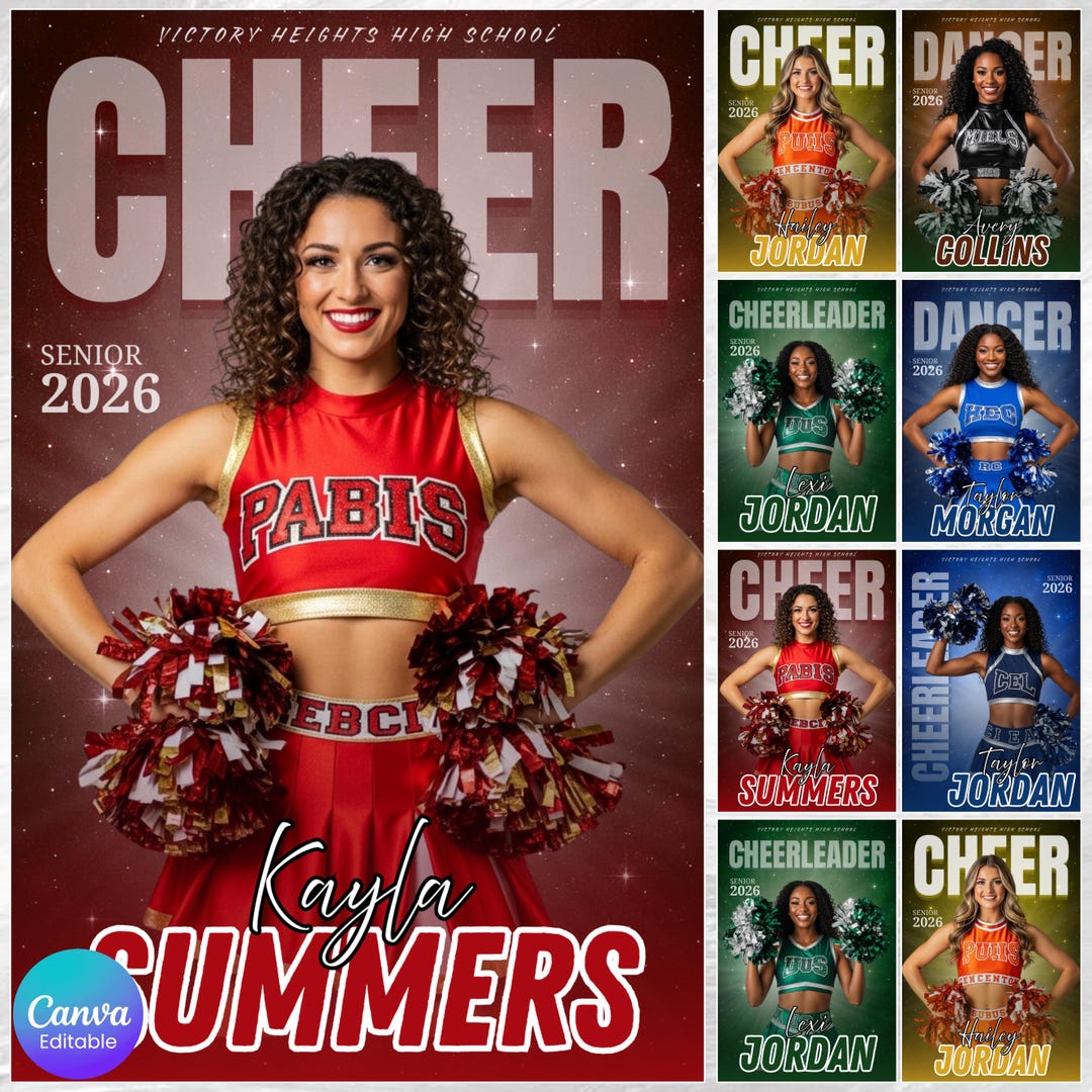 Cheerleader and Dancer Canva Template, Custom Banner for Dancer ...