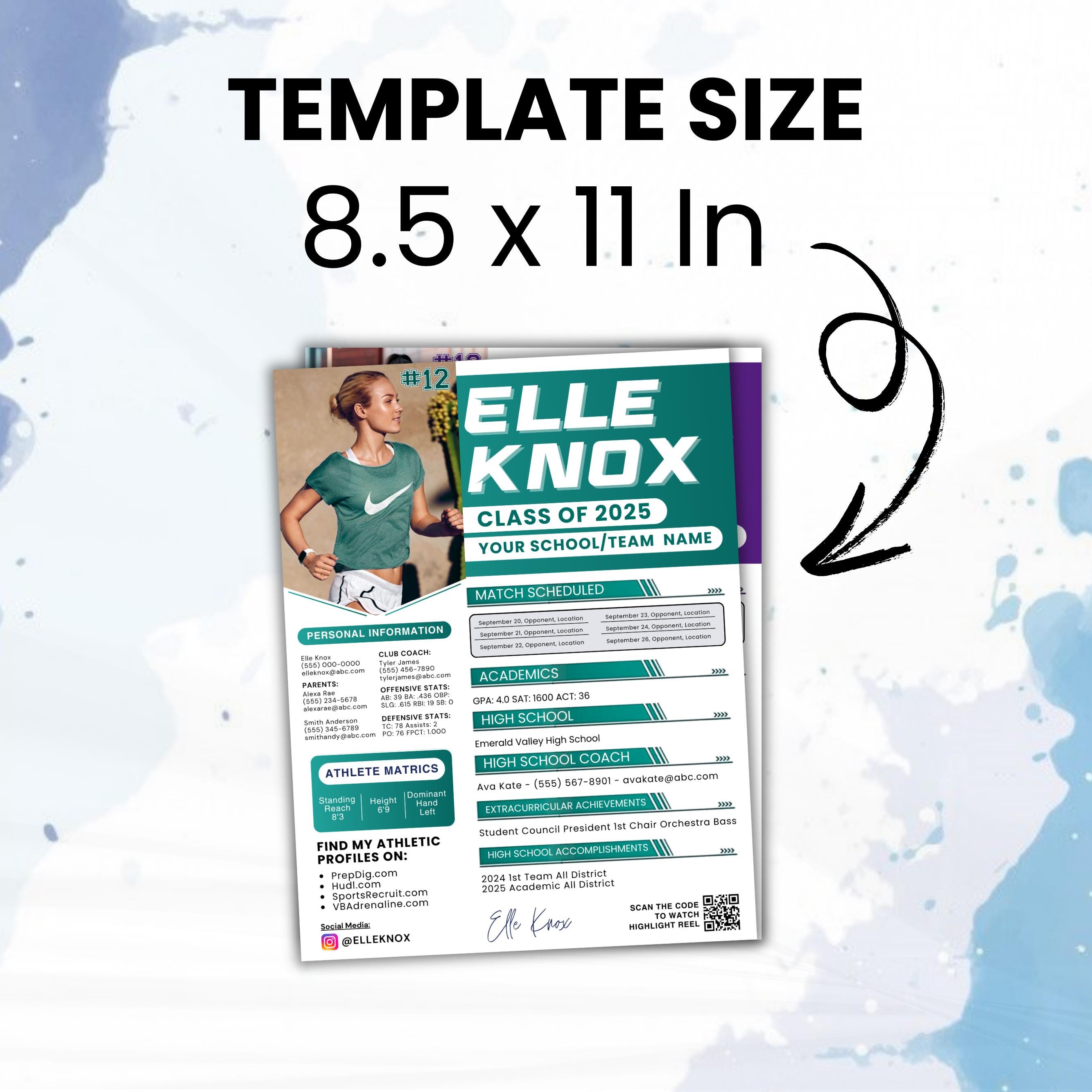 Sports Profile Sheet Template, Athlete Player Profile Sheet Resume ...
