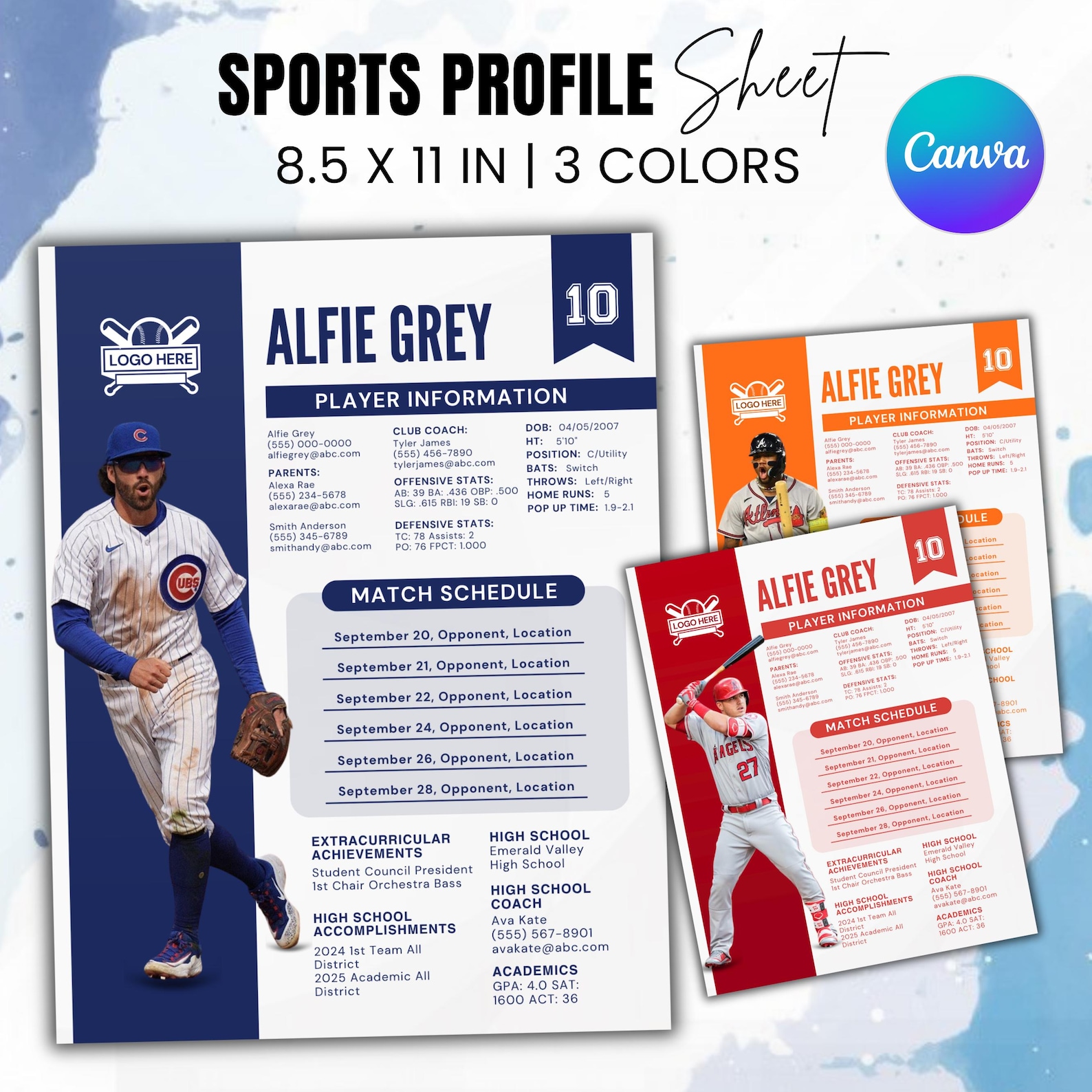 Sports Profile Sheet Template, Athlete Player Profile Sheet Resume ...